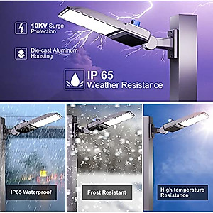 Lightdot 240W LED Parking Lot Lights Commercial (33600Lm Eqv 1000W HPS) 5000K Adjustable Arm Mount Pole Light with Dusk to Dawn Photocell, IP65 Waterproof LED Parking Lot Lights Outdoor - 2Pack