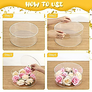 MOJIEZUO Clear Acrylic Cake Stand,Fillable Cake Riser Cake Tier,Round Cake Display Riser,Decorative Display Box with Lid for Wedding Birthday Party