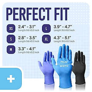 Medtecs Nitrile Gloves Disposable Latex-Free with Chemo-Rated Protection & Breathable Design - 4 Mil Thickness, Ambidextrous, Powder-Free and Over 500% Elongation - All Size & Color Available - 200PC