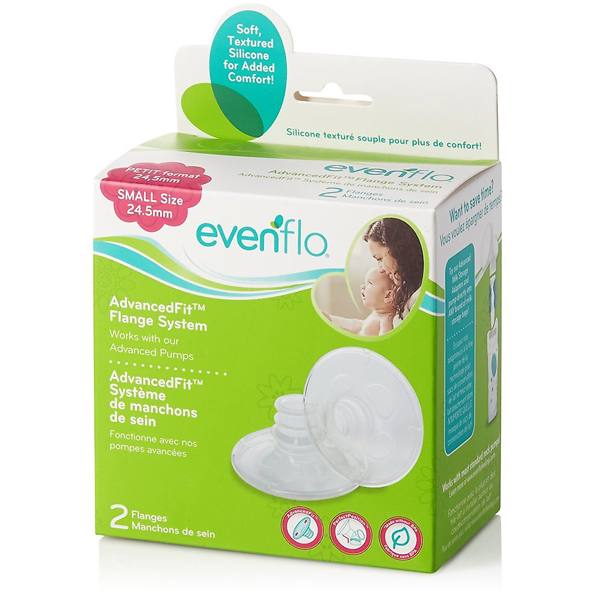 Evenflo Feeding 2 Piece AdvancedFit Flange System with Access to Instructional Video, Small (24.5mm)(Pack of 2)