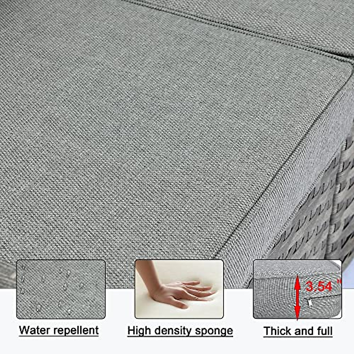 XIZZI Patio Furniture Sets Outdoor Sectional Sofa Swivel Rocking Chairs 9 PCS All Weather PE Wicker Conversation Couch with Coffee and Side Table for Backyard Deck Garden,Dark Grey Stripes