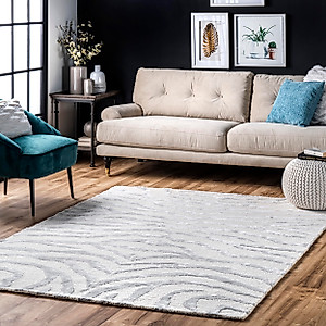 nuLOOM Hand Tufted Plush Zebra Area Rug, 8x10, Grey