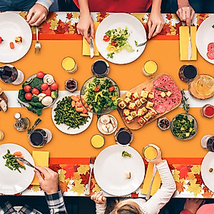 Tegeme Thanksgiving Tablecloth for Rectangle Table 54 x 108 Inch Maple Leaf Fall Plastic Table Cover Disposable Waterproof Autumn Theme Table Cloth for Thanksgiving Harvest Party Table Decor(3 Pcs)