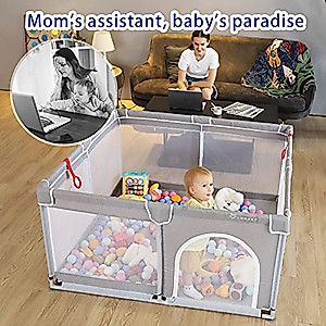 YOBEST Baby Playpen, Small Infant Playard with Gates, Sturdy Safety Playpen with Soft Breathable Mesh, Indoor & Outdoor Toddler Play Pen Activity Center for Babies, Kids, Toddlers