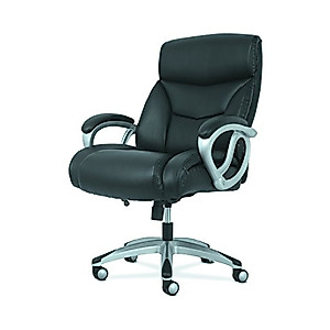 HON Sadie Big and Tall Leather Executive Chair, High-Back Computer/Office Chair, Black (HVST341)