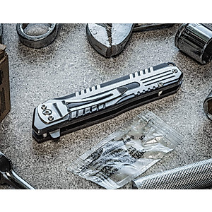 SE Spring Assisted Tanto Folding Knife with Black with Metal Machining Design - KFD20020-1