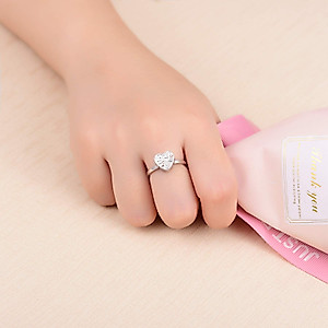 925 Sterling Silver Heart Tree of Life Flower Cremation Urn Ring for Ashes for Women Hold Loved Ones Finger Ring Memorial Keepsake Jewelry (10)