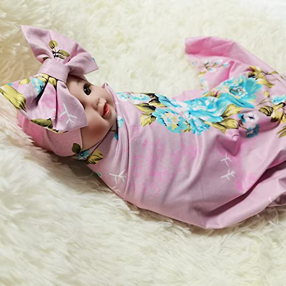 Flower Swaddle Blanket Unisex Blankets Soft Stretchy Receiving Blankets Shower Gift