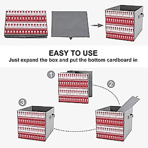 Caution Tape with Skulls Red Borders Storage Bins Cubes Foldable Fabric Organizers with Handles Clothes Bag Book Box Toys Basket for Shelves Closet 10.6"
