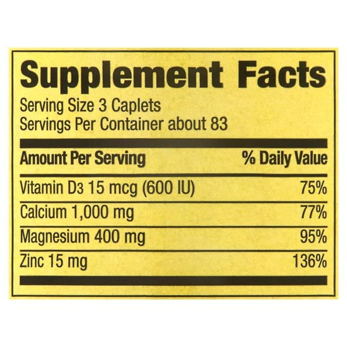 Spring-Valley Calcium 250 Caplets of Magnesium, Zinc and Vitamin D3 - Pack of 1