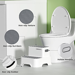 COOSEYA 2 Step Stools for Kids,Toddler Step Stool for Bathroom Sink,No-Slip Double up Step Stool for Toddlers Bathroom, Multifunctional Toilet Step Stool for Kids,Toilet Potty Training(2 Packs)