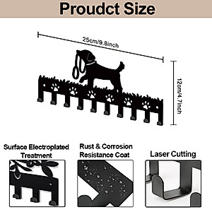 MAYJOYDIY Metal Dog Coat Hooks Wall Mount Dog Leash Coat Rack 9.8×4.7inch 10 Hooks Decorative Dog Paw Black Key Hooks Key Holder for Wall Dog Lover Gift Hanging Coats Hats Towels Bags