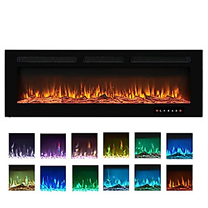 Alice 30" Electric Fireplace Inserts Recessed, Wall Mounted Fireplace LED Fireplace with 12 Flame Colors, Touch Screen, Remote Control, Timer, Carbon & Crystal Stones 500W/1500W - 30 inches