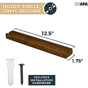 Ilyapa Wood Vinyl Record Shelf Wall Mount, 6 Pack - Espresso Record Album Holder Display Your LP