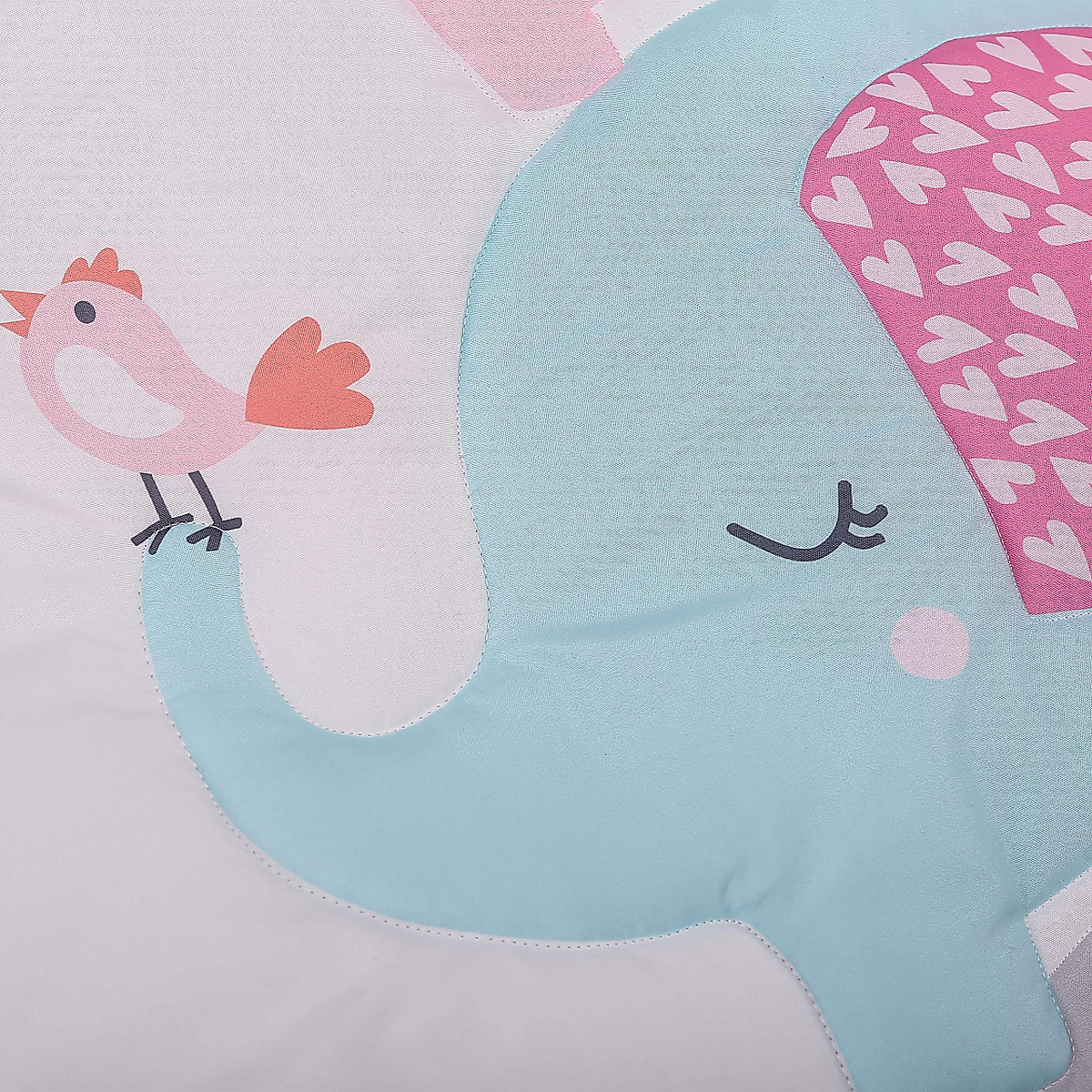 Brandream Pink Grey Elephant Crib Bedding Sets for Baby Girls | 3 Piece Nursery Set | Crib Comforter, Fitted Crib Sheet, Crib Skirt Included with Exotic Floral Design