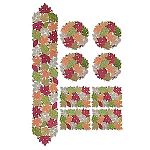 KEVA Fall Table Runner 72inches Long, Autumn Maple Leaves Table Runner 13x72 inch for Thanksgiving Kitchen and Table Decoration, Harvest Fall Farmhouse Rustic Embroidered Thanksgiving Table Runner