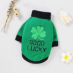 Sweaters Dog Winter Warm Clothes - Hoodies Jackets Sherpa Dog Apparel & Accessories Puppy Small Medium Large pet Clothes Holiday Party cat Dog St. Patrick's Day Black Green 12LBS