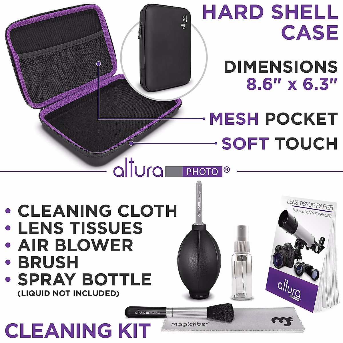 Altura Photo Camera Accessories Bundle - Photography Accessories Kit for Canon Nikon Sony DSLR & Mirrorless Cameras, Includes Small Tripod for Camera, Lens Cleaning Kit & Camera Cleaning Kit