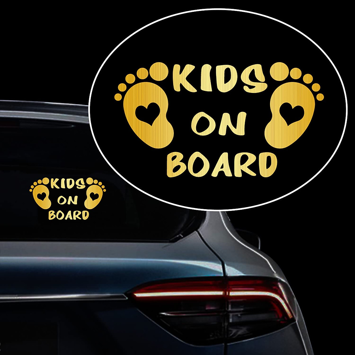 Iprokiu 3pcs Baby on Board Sticker for Car Kids on Board Car Decal Cute Footprint Baby Kids Safety Warning Sticker Car Window Bumper Sticker Vinyl Decal Baby in Car Sticker (Brushed Gold)