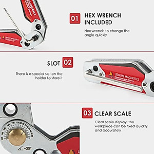 Welding Magnetic Holder, Adjustable Angle(20°~200°) Welding Magnet, Welding Clamp Holder, with Hex Wrench, Welding Magnet Set, Multi-angle Welding Magnet, Welder Tool Accessories