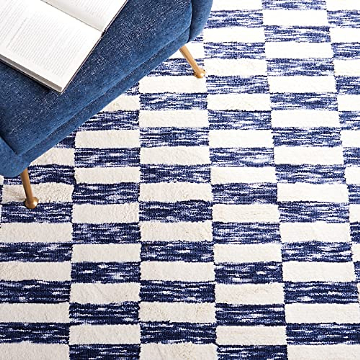 Safavieh Easy Care Collection Machine Washable 6' x 9' Navy/Ivory ECR109N Modern Contemporary Geometric Living Room Dining Bedroom Area Rug