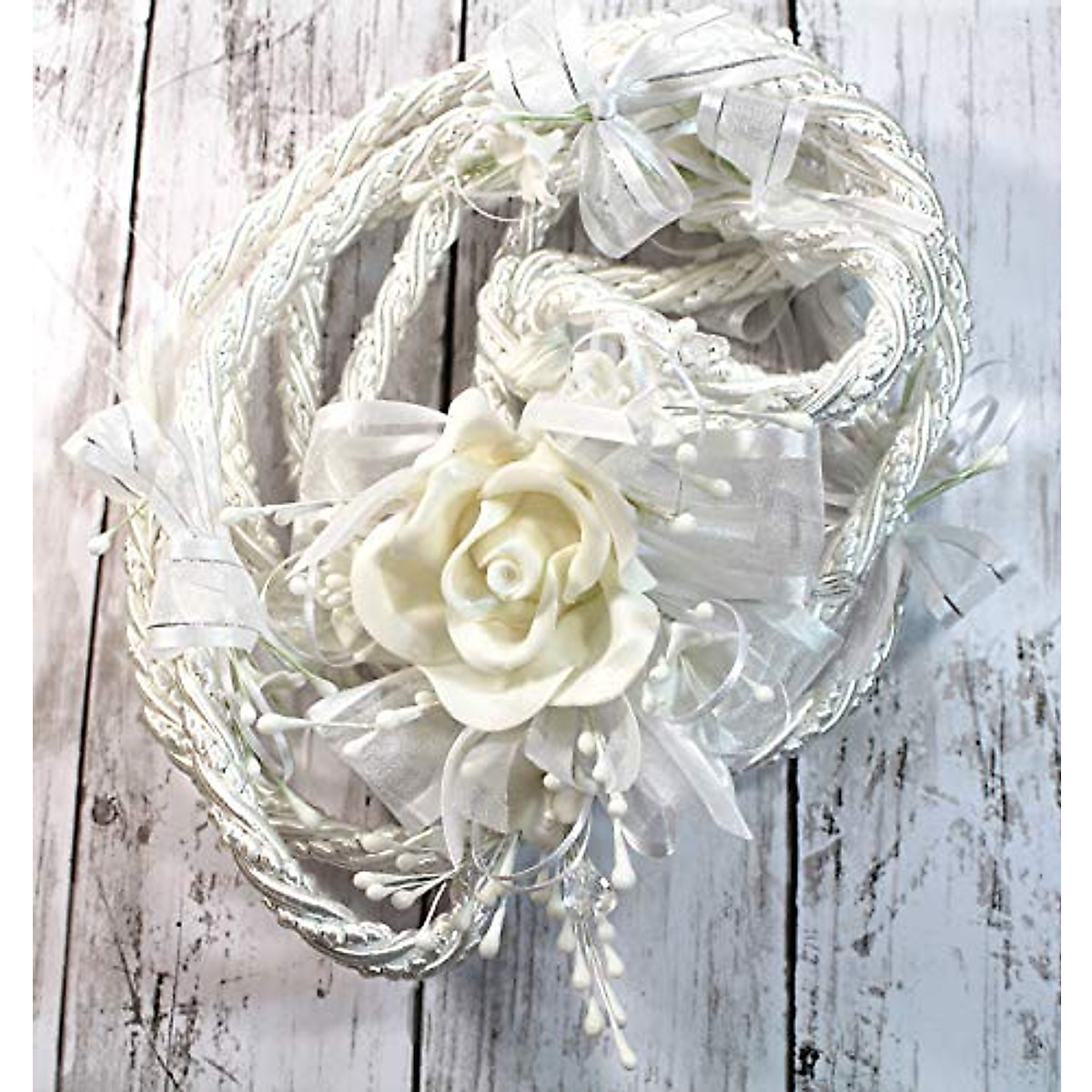 Beautiful White Intertwine Silver Embellishment Accent Rope Migajon Lazo Wedding Lasso Traditional Lazos De Boda Tradicional Bridal Gift Box