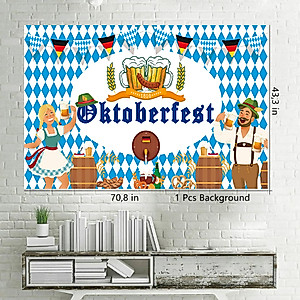 Oktoberfest Backdrop, Oktoberfest Decorations, 71 x 43'' Oktoberfest Photo Backdrop Party Decorations for Bavarian German Beer Festival, Oktoberfest Party Supplies Decor
