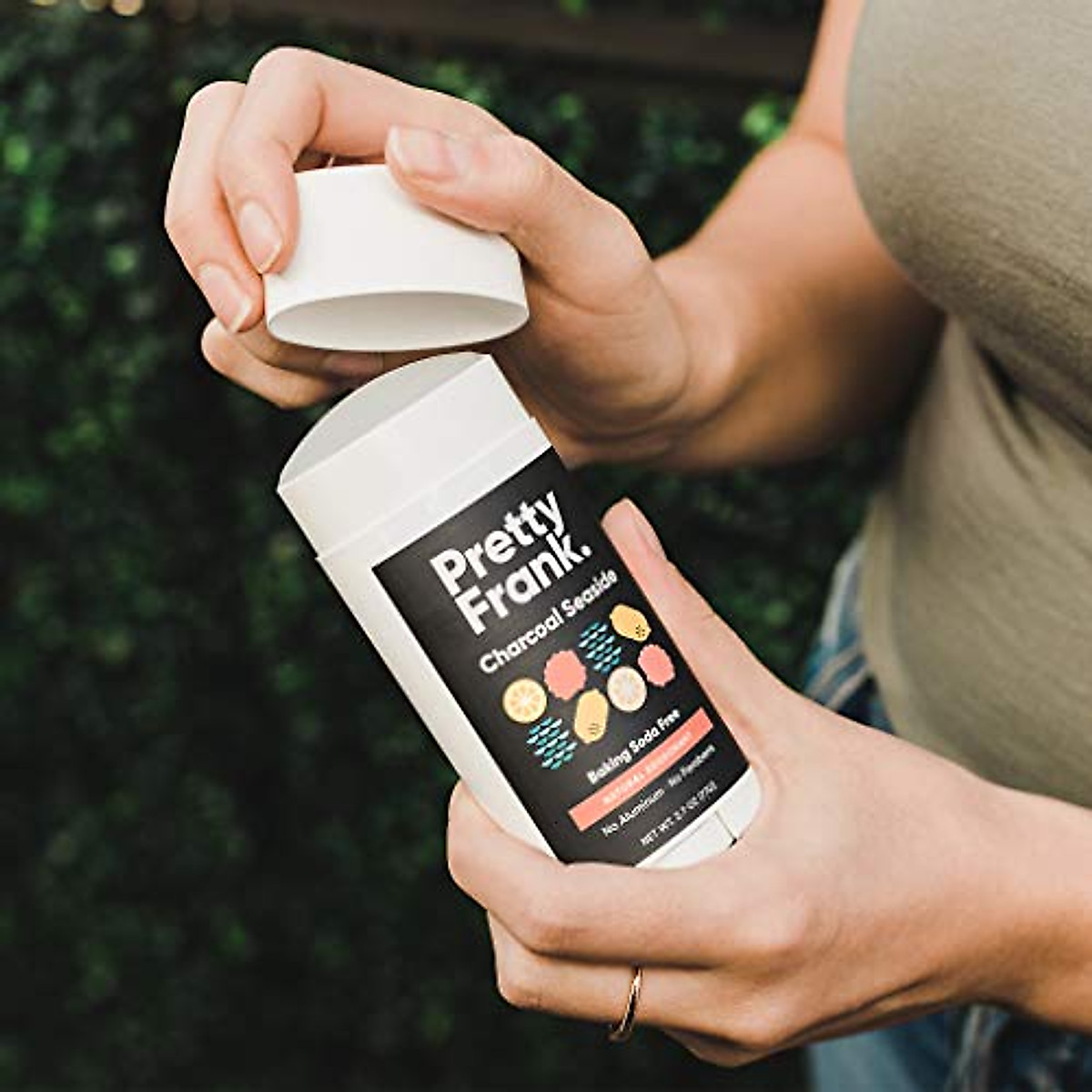 Pretty Frank Natural Aluminum-Free Deodorant Stick with Charcoal, Baking Soda-Free, Charcoal Seaside (1-Pack) | Sensitive Skin Friendly, Effective Odor Control for Women & Men, Organic Ingredients