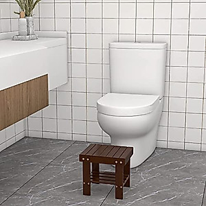 Wooden Step Stool for Kids Adults Small Wood Shower Foot Rest Stool Shaving Legs Potty Stool for Bathroom Sink Bed Kitchen Walnut