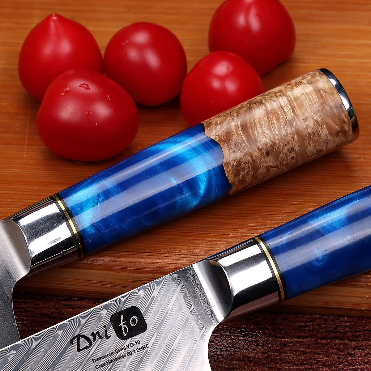 Dnifo Chef Knife, Damascus Chef Knife 8 inch, Damascus VG-10 67-Layer Steel Japanese Kitchen Knives, Full Tang Non-stick Blade and Anti-rusting Forged Cooking Knife with Gift Box