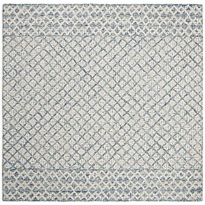 SAFAVIEH Abstract Collection 8' Square Blue/Ivory ABT203A Handmade Premium Wool Living Room Dining Bedroom Area Rug