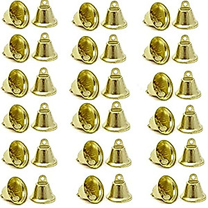 LONG TAO 50 Pcs Decorative Bells Craft Bells Jingle Bells Bridal Bells Decor Bells Ornaments Decoration Christmas Tree Pendants for Christmas Festival Decor DIY Craft (38mm, Gold)
