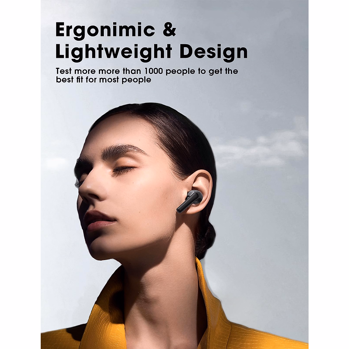 ZZU Wireless Earbuds, Bluetooth Ear Buds with Big Bass Stereo Sound, 48 Hours Playtime, Lightweight in-Ear Fit Earphones, IPX7, Hands-Free Calls with AI for iPhone, Android, Pad, Sports, Workout