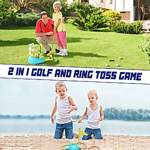EagleStone Kids Golf Clubs Set, Outdoor Toddler Baby Golfs Set Toy W/ 2 Club Head, 15 Training Golf Balls, 4 Rings, 2 Putting Mat and 1 Holes, Indoor Sports Game for 3 4 5 6 7 8 9 Years Old Boy Girls…