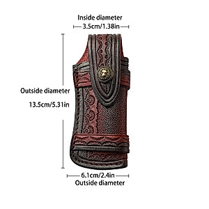 Pocket Knife Sheath,Knife Sheath for Belt,Pocket Knife Case for Folding Knife - Durable Leather Design with Brass Button and Vintage Look (Lion brown)