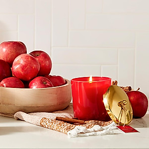 Thymes Simmered Cider Harvest Red Poured Candle - Warm & Spicy Scented Candle with Notes of Apple, Clove, and Cardamom - Luxury Home Fragrance - Red Candle (13 oz)