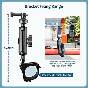 UTV ATV Camera Mount Holder 360°GoPro Roll Bar Mount Accessories Action Cameras Accessory for 1.75"-2" Roll Bar and tube