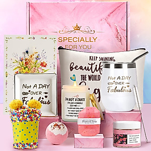 WQOE Birthday Gifts for Women, Mothers Day Gifts, Birthday Gift Basket for Women Gifts for Mom Her Sister Wife, Thank You Gifts Box for Women, Wine Glasses & Relaxing Spa Gift Set