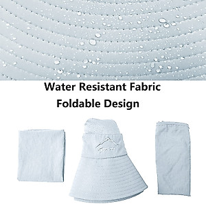 UPF 50+ Sun Fishing Hat for Men Women Wide Brim Hat with Detachable Face Cover & Neck Flap Light Grey