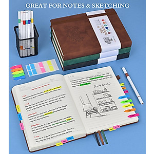 A5 Lined Journal Notebook - 365 Page Leather Journals for Writing Women & Men，Hardcover Notebook with 100Gsm Thick Pages，Daily Diary for Travel, Work，School，Note Taking，College Ruled (5.9" x 8.5")