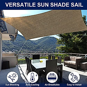 PureFit Rectangle Sun Shade Sails Outdoor 8 x 12 ft - Sun Protection Sunshades UV Block Shade Canopy, Patio Shades for Backyard, Deck and Lawn, Brown