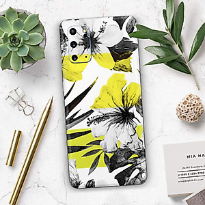 DesignSkinz Tropical BW Sun Floral Protective Vinyl Decal Wrap Skin Cover Compatible with The Samsung Galaxy S20 (Screen Trim & Back Glass Skin)
