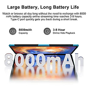 MEBERRY Android 11 Tablet 10.1 inch Tablets with 2.0 GHz Octa-Core Processor| 2.4G+5G Wi-Fi| 4GB RAM+64GB ROM| 256GB Expansion| 8000mAh Battery| GPS| Double Camera, Metal Blue