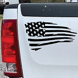 Road Rage Premium Vehicle Decals - Patriotic American Waving Flag Sticker 2 Pack- Car, Truck, Computer, Wall - White or Black 6 Year Premium Outdoor Vinyl (11x6 inch, Black)