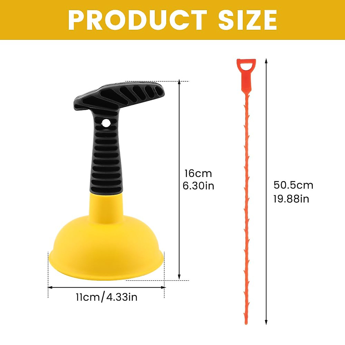 Sink Plunger with Drain Clog Remover, Mini Plunger with Short Handle, Hand Drain Plunger Easy to Use Unclogging Tool for Kitchen Sink,Bathroom Toilet, Shower Tub