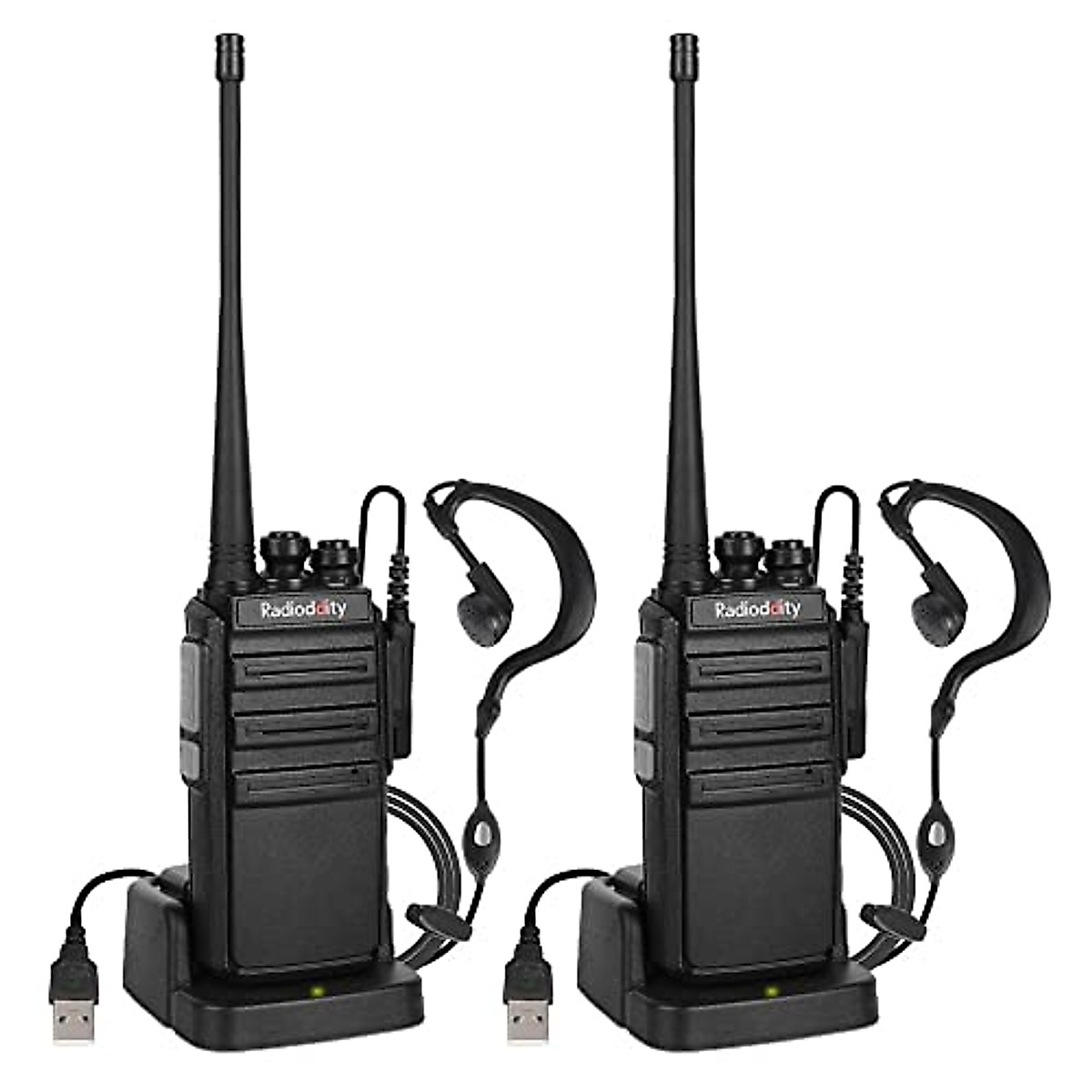 Radioddity GA-2S Long Range Walkie Talkies for Adults UHF Two Way Radio Rechargeable with Micro USB Charging + Air Acoustic Earpiece with Mic, for School Retail Business (2 Pack)