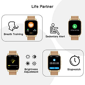Popglory Smart Watch Call Receive/Dial, 1.85'' Smartwatch with AI Voice Control, Blood Pressure/SpO2/Heart Rate Monitor, Fitness Tracker Watch with 2 Straps for Men & Women iOS & Android Phones