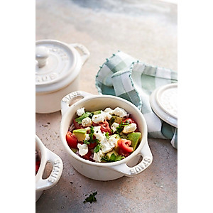 STAUB Ceramics Dutch Oven 3-piece Mini Round Cocotte, White