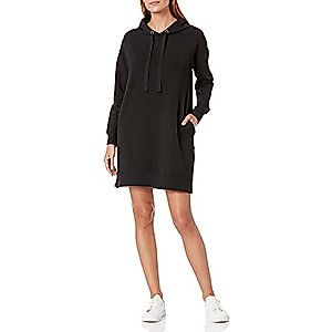 The Drop Women's Iona Long Sleeve Hooded Mini Sweatshirt Dress, Black, XL