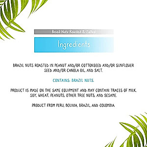 Jaybee's Roasted Salted Brazil Nuts - (32 oz) Great for Daily Use, Baking, Cooking and Gift Giving - Reusable Container - Kosher - Vegan, Paleo, Keto Friendly Healthy Snack